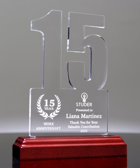 Number 15 Acrylic Pop-In Award | edco.com | Edco Awards