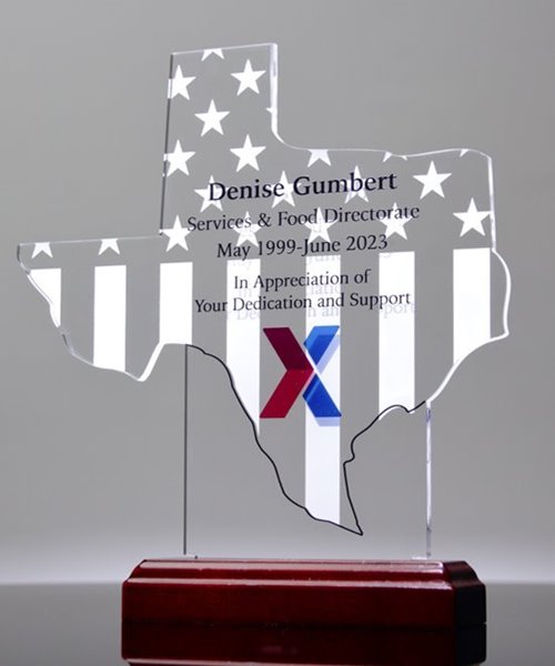 Texas State Shape Pop-In Trophy Award with Color Printing | Edco Awards