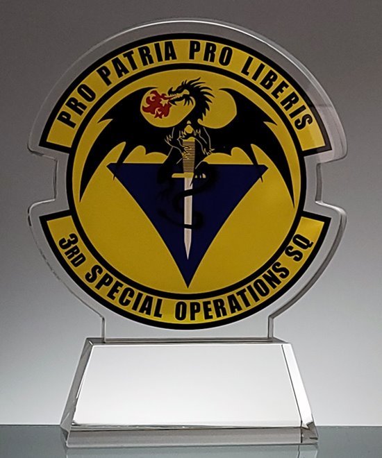 Custom Military Emblem Crystal Trophy | Edco Awards