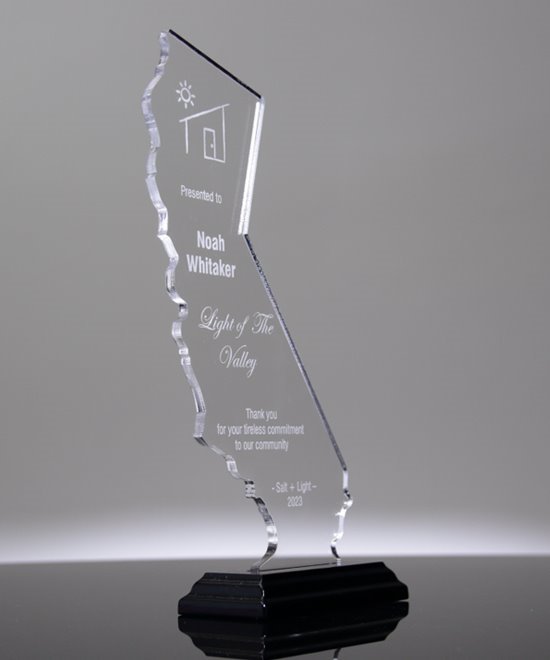 State of California Acrylic Award - Black Base | Edco Awards