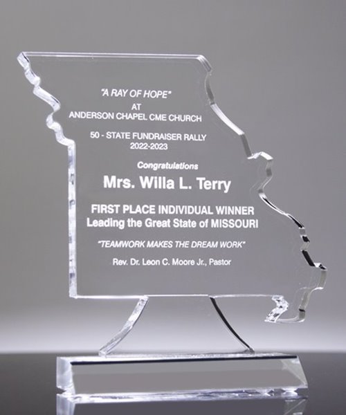 Missouri Acrylic State Shape Trophy | Edco Awards