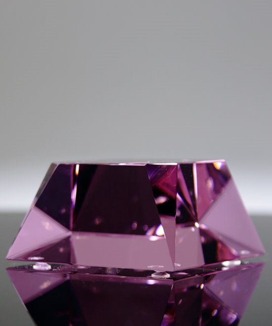 Beveled Pink Crystal Slant Mounting Base | Edco Awards