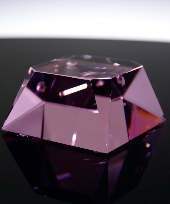 Beveled Pink Crystal Slant Mounting Base | Edco Awards
