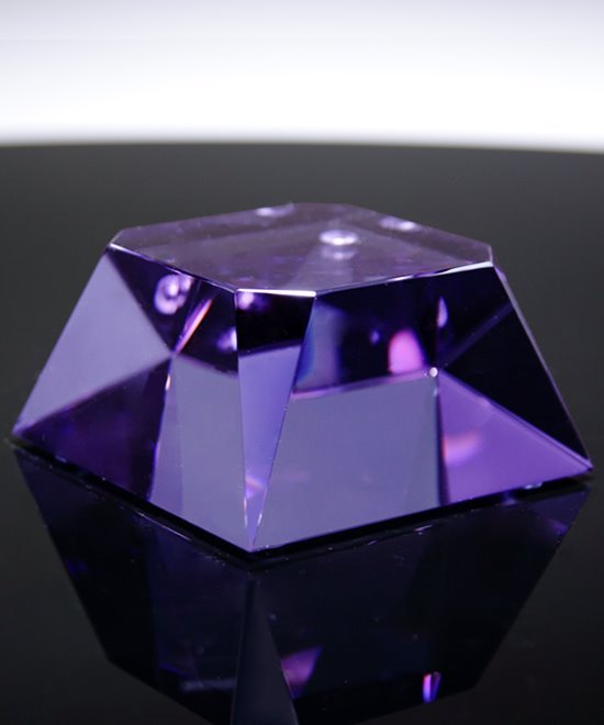 Beveled Purple Crystal Slant Mounting Base | Edco Awards