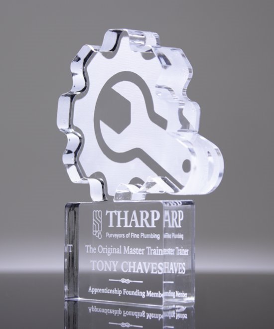 Mechanical Maser Trophy - Gear and Wrench Acrylic | Edco Awards