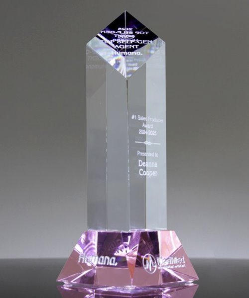 Diamond Tower Pink Crystal Award | Edco Awards