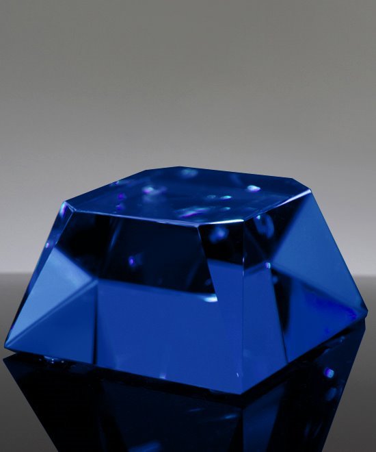 Beveled Blue Crystal Slant Mounting Base | Edco Awards