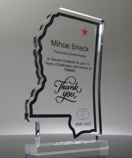 Mississippi Acrylic State Shape Trophy | Edco Awards