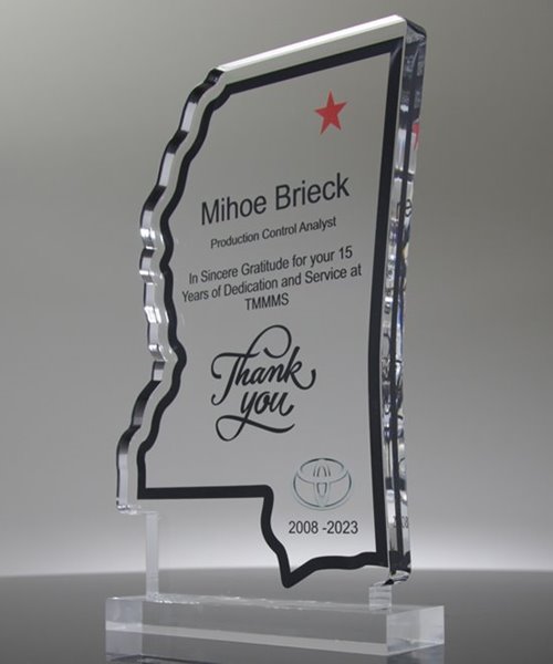 Mississippi Acrylic State Shape Trophy | Edco Awards
