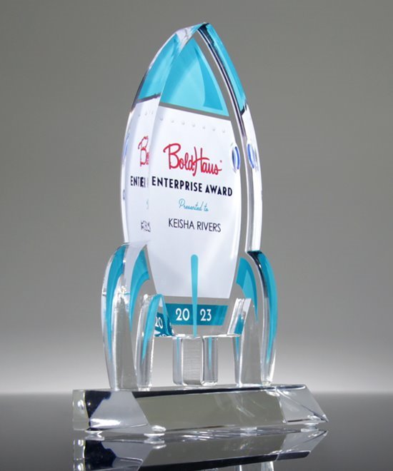 Retro Rocket Trophy on Base | Edco Awards