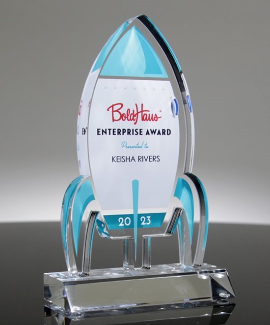 Retro Rocket Trophy on Base | Edco Awards