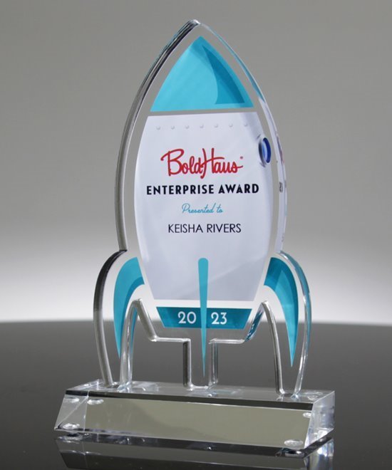 Retro Rocket Trophy on Base | Edco Awards