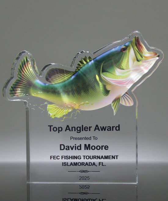 Bass Fishing Acrylic Award | Fishing Trophy | Edco Awards