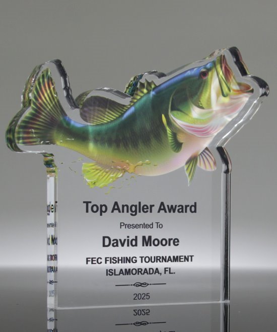 Bass Fishing Acrylic Award | Fishing Trophy | Edco Awards