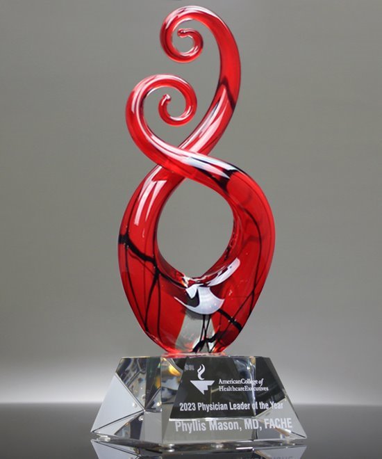 Red Murano Swirl Art Glass Award - Clear Base | Edco Awards