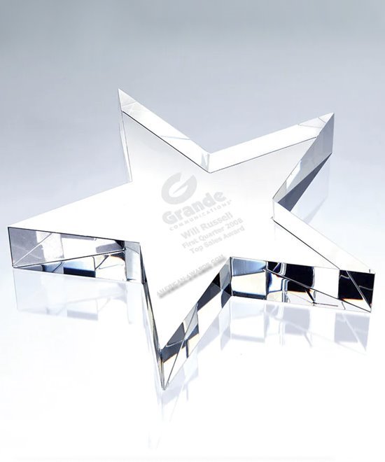 Flat Star Crystal Paperweight | Edco Awards