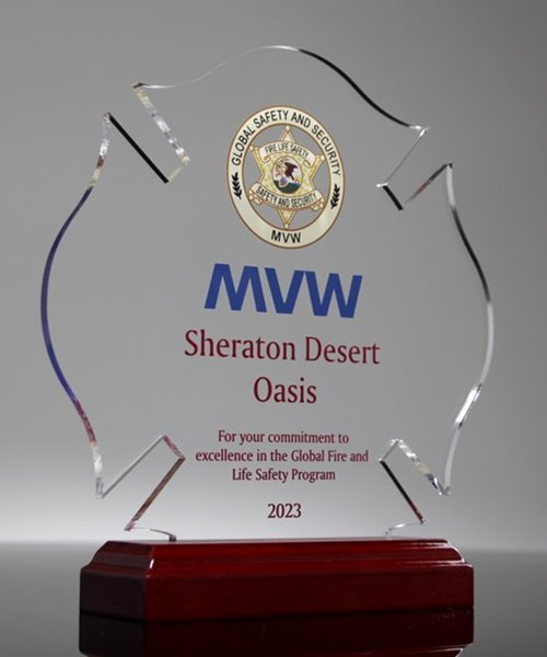 Acrylic Maltese Cross Trophy - Full Color Imprint | Edco Awards