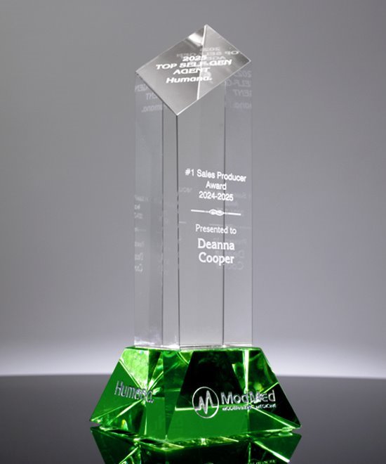 Diamond Tower Green Crystal Award | Edco Awards