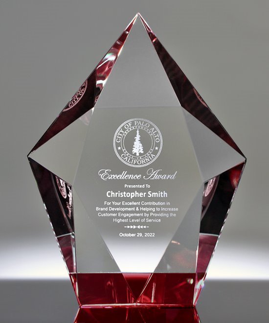 Multi-Faceted Ruby Diamond Crystal Award | YX-1506C | Edco Awards