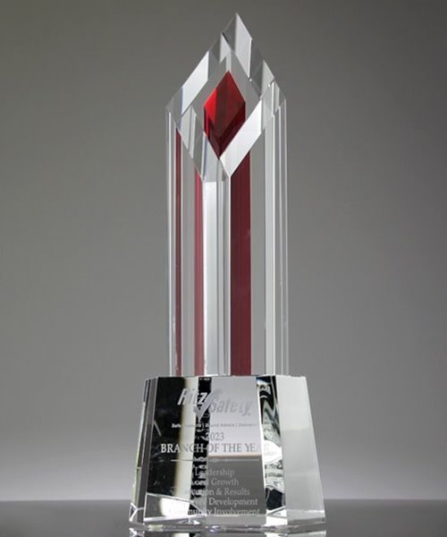 Crystal Pinnacle Award Red Tower | Edco Awards
