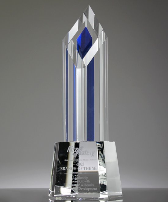 Crystal Pinnacle Award Blue Tower | Edco Awards