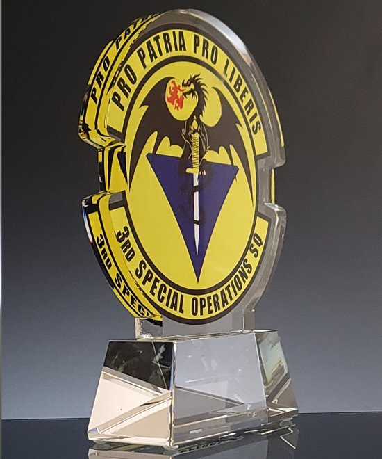 Custom Military Emblem Crystal Trophy | Edco Awards