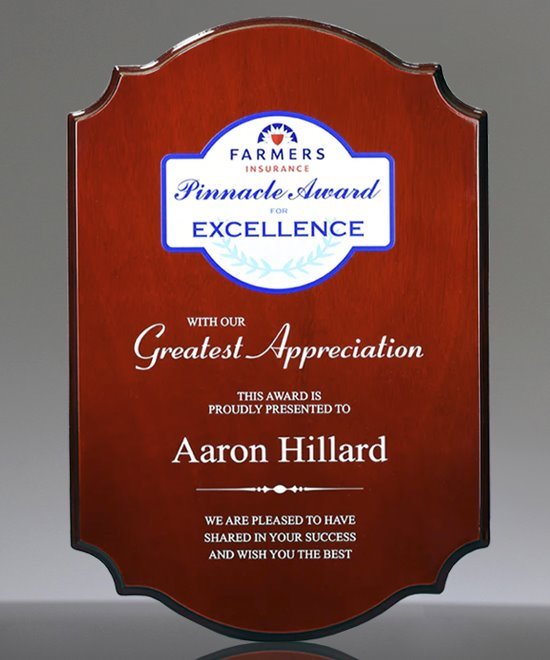 Scalloped Edge Rosewood Plaque - Full Color Imprint | Edco Awards