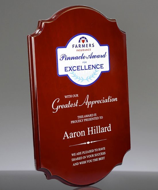 Scalloped Edge Rosewood Plaque - Full Color Imprint | Edco Awards