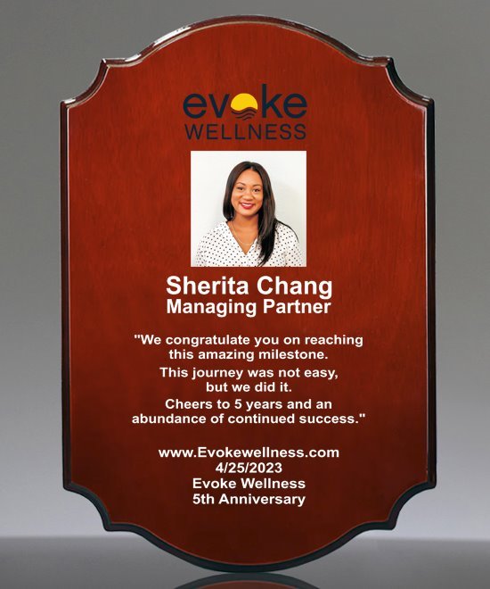 Scalloped Edge Rosewood Plaque - Full Color Imprint | Edco Awards