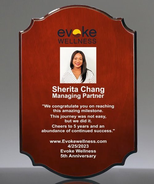 Scalloped Edge Rosewood Plaque - Full Color Imprint | Edco Awards