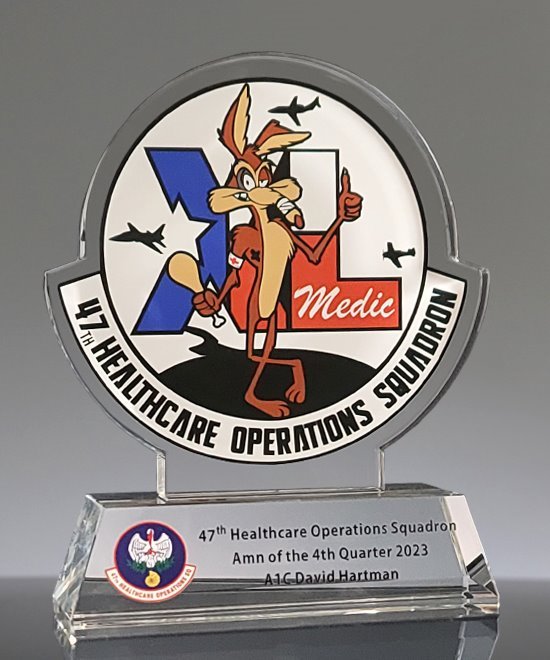 Custom Military Emblem Crystal Trophy | Edco Awards