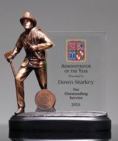 Show details for Fireman Trophy with Full Color Glass Plaque