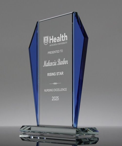 Newbury Blue Crystal Starfire Glass Award | SKU AWS9132-L | Edco Awards