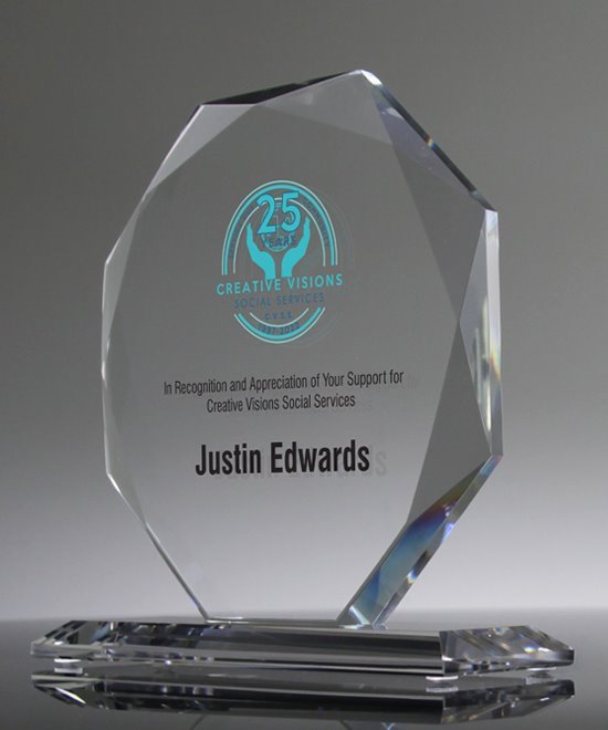 Starfire Crystal Full Color Octagon Trophy | Edco Awards