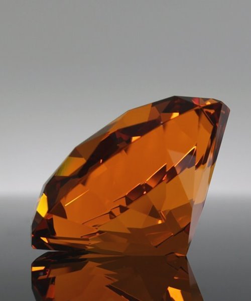 Amber-Gold Crystal Diamond Paperweight Award | Edco Awards