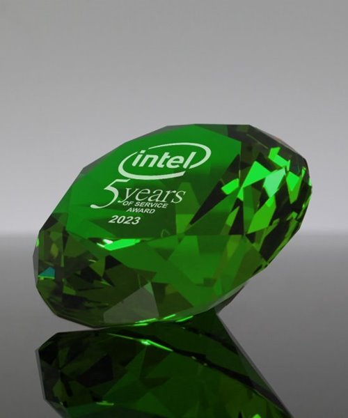 Green Crystal Diamond Paperweight | Edco Awards
