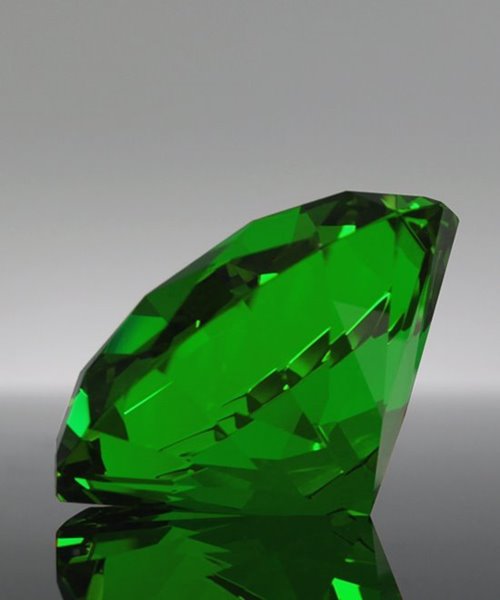 Green Crystal Diamond Paperweight | Edco Awards