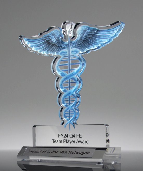 Caduceus Acrylic Trophy | Medical Award | Edco Awards