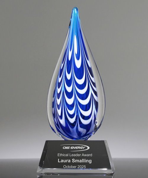 Arctic Azure Translucent Glass Droplet Award | Edco Awards