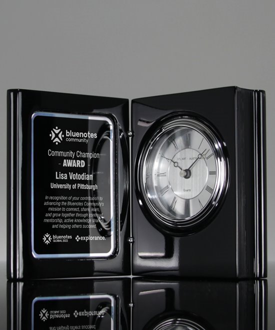 Black Piano Finish Book Clock Award | Academic Recognition Gift BC1055 ...