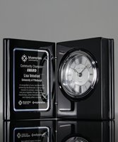 Show details for Black Piano Finish Book Clock Award