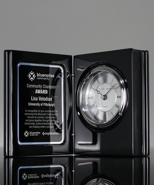 Black Piano Finish Book Clock Award | Academic Recognition Gift BC1055 ...