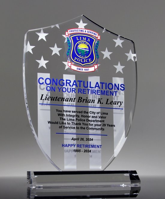 Retirement Acrylic Shield Award | Edco Awards