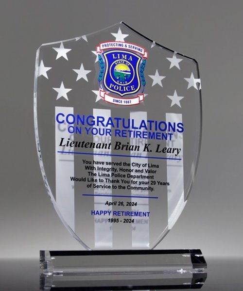 Retirement Acrylic Shield Award | Edco Awards