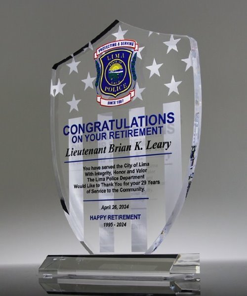 Retirement Acrylic Shield Award | Edco Awards