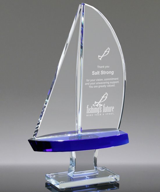 Blue Crystal Sailboat Award | Regatta Trophy | Edco Awards
