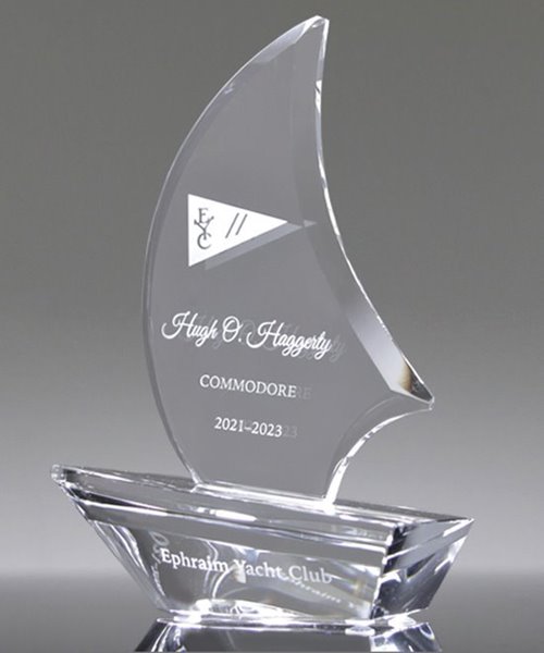 Crystal Sailboat Award | Sailing Trophy CRY715 | Edco Awards