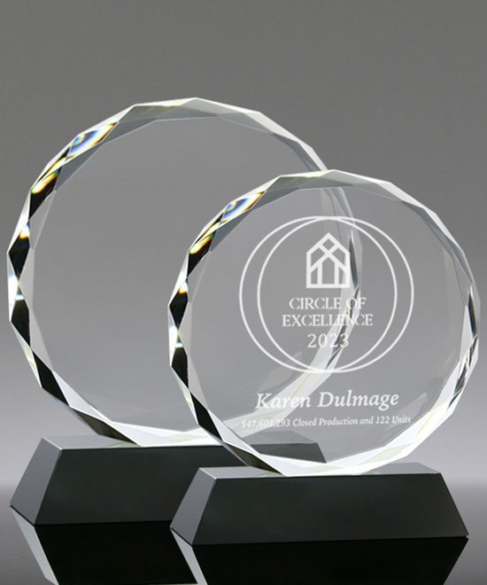 Round Crystal Award With Black Base: CRY001S, CRY001M, CRY001L | Edco ...