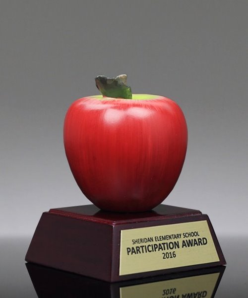Apple on Cherry Base Trophy Resin | Edco Awards
