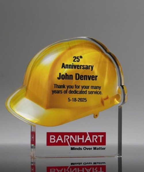 Acrylic Hard Hat Paperweight Trophy | Edco Awards